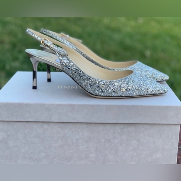 Jimmy Choo | Shoes | Jimmy Choo Erin Glitter Heels With 2 2 Heels Worn ...